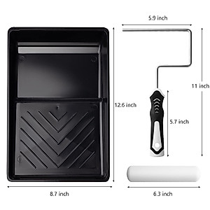 Mister Rui Paint Roller Kit, 9 Pack 6 Inch High Density Foam Paint Roller, Paint Tray with Liner, Mini Paint Rollers for Painting Walls, Small Paint Roller Tray Set