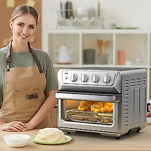 GOFLAME Convection Toaster Oven Air Fryer 7-in-1, 21.5 QT Airfryer Toaster Oven Combo Recipe, 4 Accessories Pull-out Crumb Tray, Air Fry Basket & Baking Tray Rack