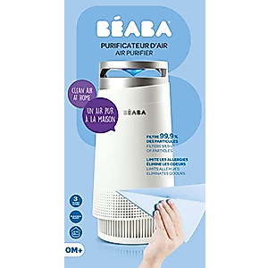 BEABA Nursery Air Purifier, Air Purifiers for Baby, Air Filter, HEPA Filter, Odor Eliminator, Removes Smoke, Dust, & Pet Dander, with Baby Night Light