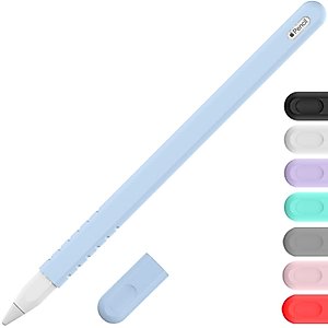 YINVA Sleeve Cover Compatible with Apple Pencil Pro/ 2nd Generation, Grip Skin Case Accessories Compatible with iPad Pencil 2 Gen with Nib Cap (Blue)