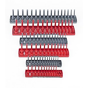 Hansen Global 92000 SAE & Metric, 2-Row Socket Tray Set - 6-Pieces, Red & Grey