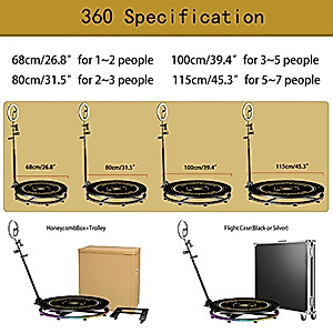 360 Photo Booth Machine for Parties 39.4"(100cm) with Flight Case Custom Logo 3-5 People to Stand Software APP Control, FUTOBOOZ 360 Video Camera Booth Selfie Platform Spin 360 Automatic Slow Motion