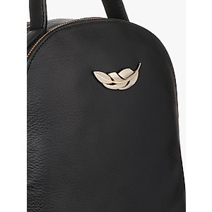 Pelle Luxur Women Genuine Leather Business Work Laptop Backpack- Purse For College Travel Large Capacity (Black)