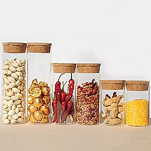 Newerlives Air Tight Storage Jar, Glass Storage Tank with a Natural Bamboo Lid, 450 ML, 650 ML, 950 ML (Cork, 950ML)
