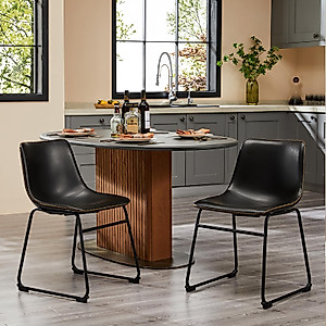 DUMOS Dining Chairs，Kitchen & Dining Room Chairs, PU Leather Cushion and Metal Legs Bar Chairs, Counter Height Bar Stools for Kitchen Island