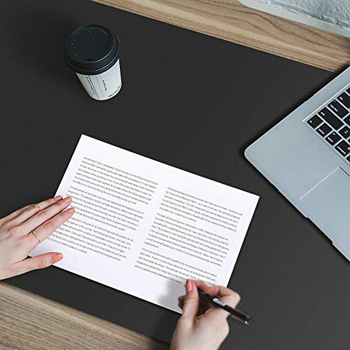 MONYES Thick Desk Pad Protector, PU Leather Desk Mat Blotters, Black Laptop Mat for Office/Home (36" x 20")