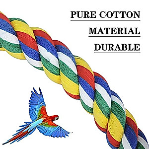 WishLotus Bird Perches, Parrot Colorful Climbing Rope Swing Toys Parrot Stand with Bell and Hanging Clip for Parrots, Budgies, Macaws, Parakeets, and Other Small Birds. (100cm)