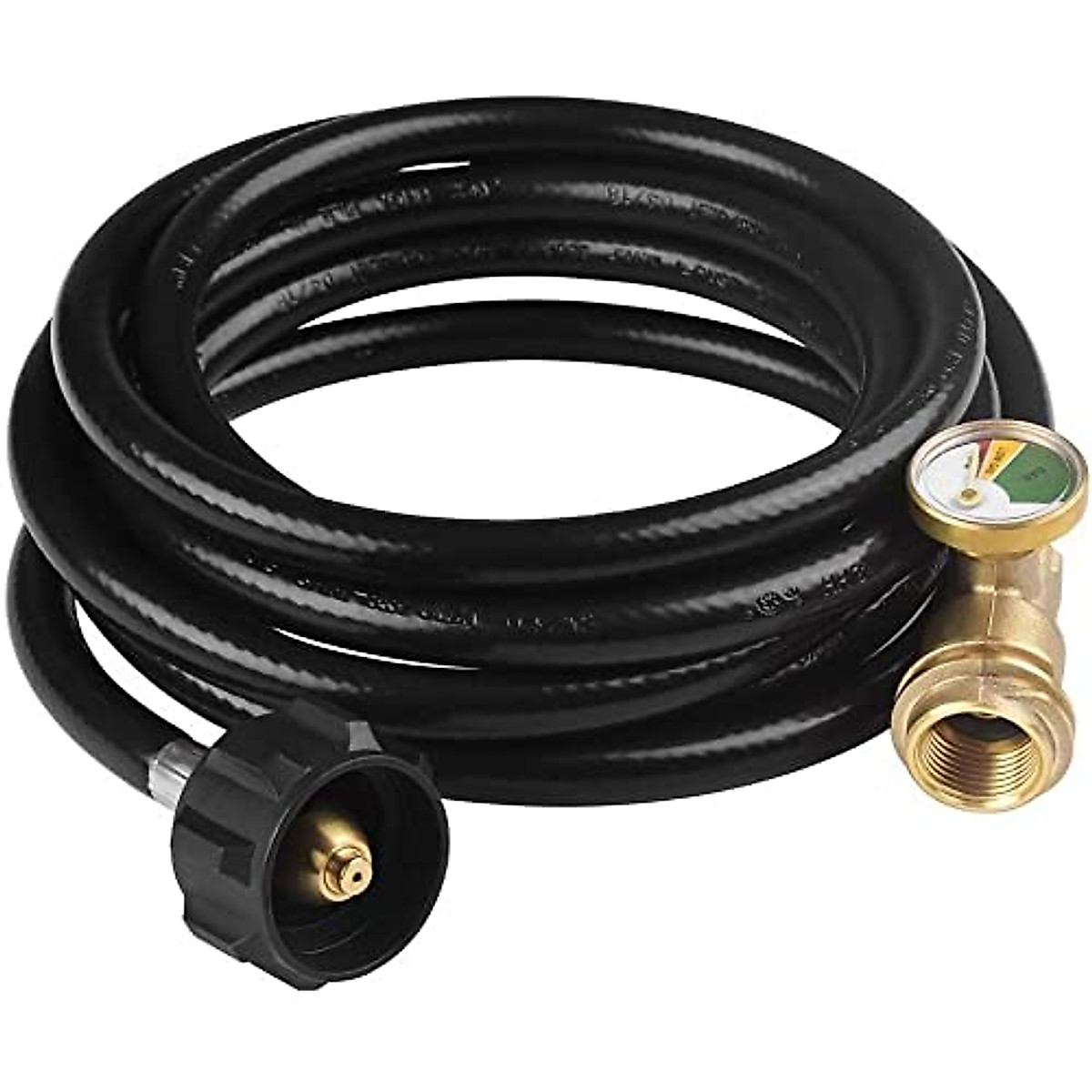 Firetoolsmart 12 FT Propane Extension Hose with Gauge, Leak Detector Replacement for Propane Tank, RV, Gas Grill, Heater(12FT-QCC)