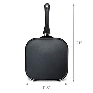 Ecolution Easy to Clean, Comfortable Handle, Even Heating, Dishwasher Safe Pots and Pans, 11-Inch Griddle, Black