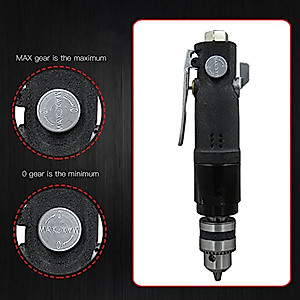 3/8in Air Drill with 3 Jaw Chuck Straight Handle Reversible Adjustable Speed Pneumatic Drilling Tool 900rpm CW CCW(European Style)