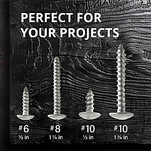 #10 x 1/2" Stainless Steel Sheet Metal Screws, 18-8 Marine Phillips Truss Head Screws, Self Tapping Screws for Metal and Wood, Pack of 25