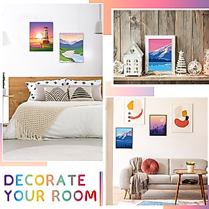 Chuangdi 10 Pcs Pre Drawn Canvas for Painting for Adults Kids 8 x 10 Inch Pre Printed Sip and Paint Party Supplies Afro Queen Stretched Outline Canvas Painting Kit for Beginner Artist DIY (Landscape)