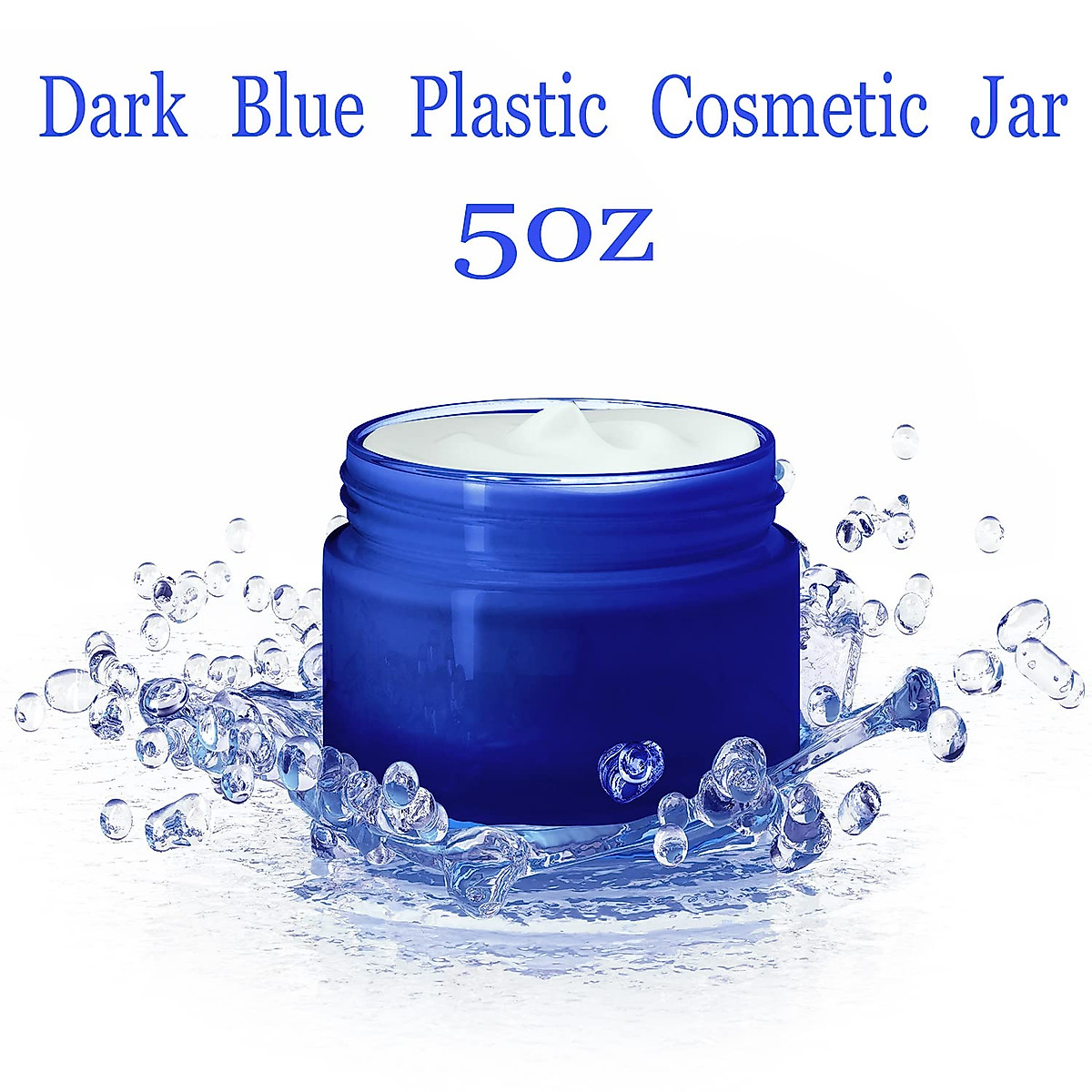 5 Ounce Blue Plastic Cosmetic Jars, Wide Mouth Refillable Containers with Lids for Creams, Lotion, Ointments, Make Up, Bath Salt and Body Butter, 12 Pcs