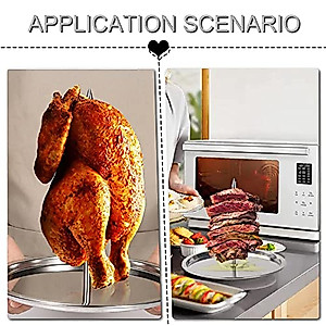 Vertical Skewer Al Pastor Skewer for Grill Stainless Steel Chicken Roaster Stand Brazilian Barbecue Skewer Stand Removable Grilling Rack with Drip Tray for Steak, Whole Chicken, Meat