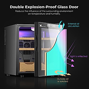 300 Count Electric Cooler, Spanish Cedar Wood Shelf Built in Humidity Control System Cooling Function Black (50L)