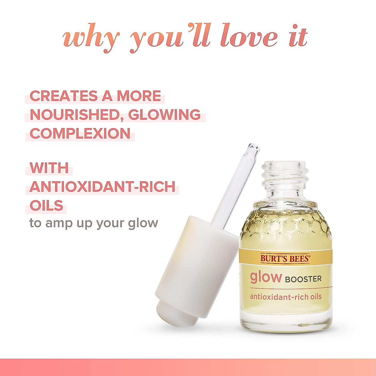 Burt's Bees Glow Booster Face Serum with Antioxidant-Rich Oils for Normal and Combination Skin, 0.51 Fluid Ounces