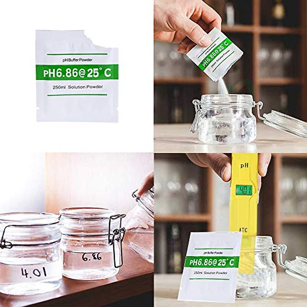 Nynelly 12pcs pH Meter Buffer Solution Powder for Precise and Easy for Precise pH Calibration Powder Solution,4.01pH,6.86pH and 9.18pH