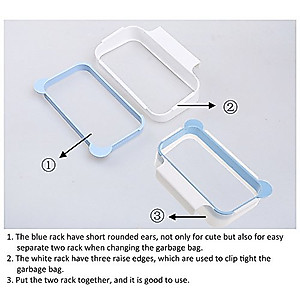 In kds Trash Rack Bin Liners Holder Garbage Bag Hanger for Kitchen Cupboard Tailgate (Blue)