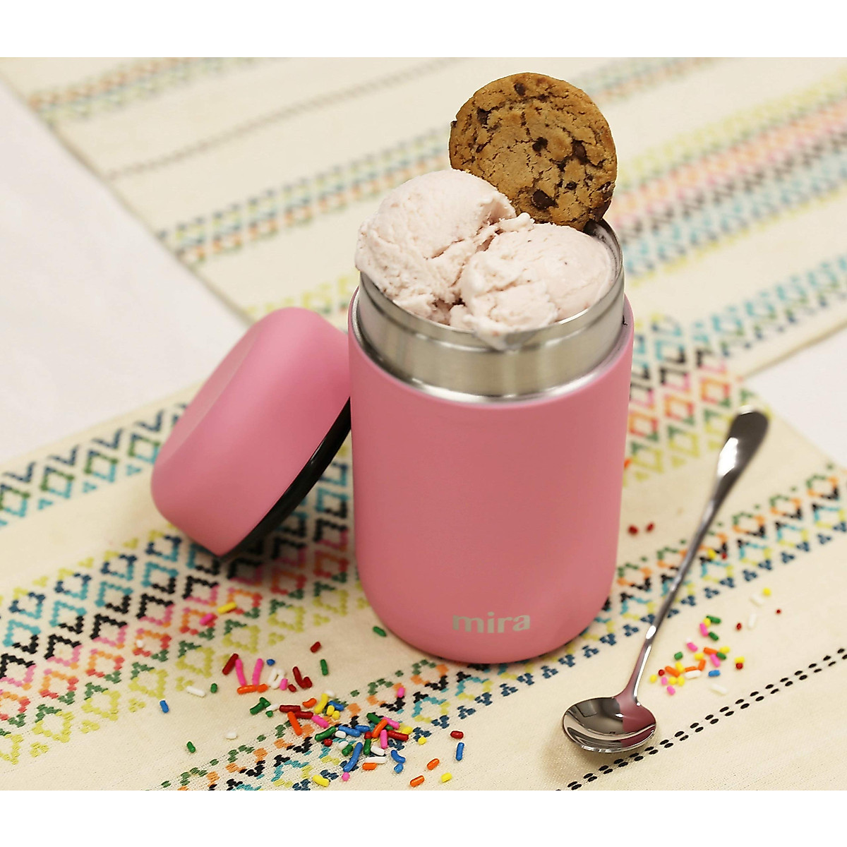 MIRA Kids Lunch Bundle with 7oz Insulated Bullet Flask (Taffy Pink) and 13.5oz Insulated Food Jar (Rose Pink)