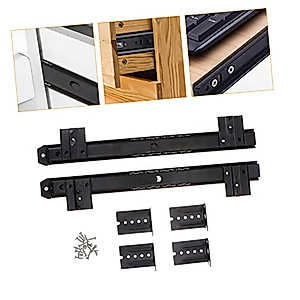 OSALADI Heavy Duty Slide Rails 2 Pairs Keyboard Track Computer Desk Accessories Ball Bearing Silent Keyboard Slide Out Keyboard Drawer Under Desk Slide Black Steel Drawer Guide Slide