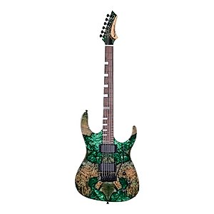 Leo Jaymz Electric Guitar Tempest Series - Mahogany Body and Burl Top,Maple Neck and Rosewood Fingerboard,Alnico V active Pickups,Wilkinson 2-point Temolo Bridge (Architect)