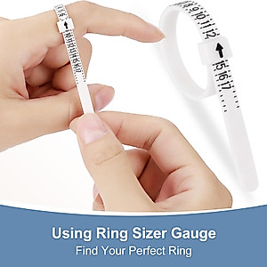 Ring Sizer Measuring Tool Kit Upgraded, 27 PCS Stainless Steel Measuring Ring Tool, US Ring Size 0-13 with Half Size, 2 PCS Reusable Finger Size 1-17 USA Rings Size with Magnified Glass