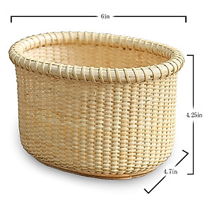 Teng Jin Nantucket Handicraft Basket Small Organizing Cane-on-cane weave oval storage Nautical Folk Art of the 19th Century