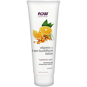 NOW Foods Solutions, Vitamin C and Sea Buckthorn Lotion, Hydrates, Repairs and Nourishes Dry Dull Skin, 8-Ounce