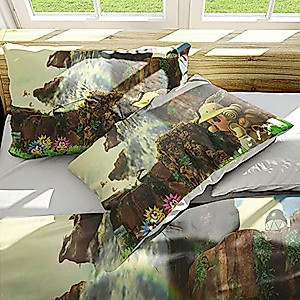 NICHIYOBI Redcap Beard Plumber Bros Game Movie Duvet Cover Set 3D Bedding Comforter Cover 3 Pcs (1 Duvet Cover+2 Pillowcases) Bedding Set (02,Full-80x90in+20x30in*2)