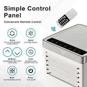 AOXUN 10000BTU Portable Air Conditioner and Heater Dehumidifier and Fan with Remote Control, 4-IN-1 Portable AC Unit For Room, Office, Dorm, Bedroom (Window Venting Kit Included)