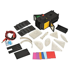 EISCO Deluxe Optics Kit - Mirrored Light/Ray Box & 29 Optical Components - Includes Manual with 18 Activities
