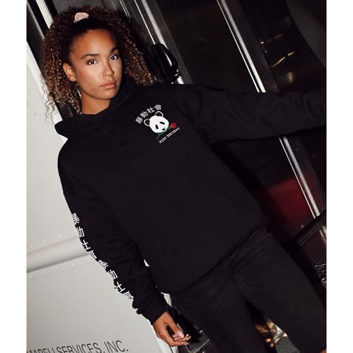 Riot Society Panda Rose Mens Graphic Pullover Hoodie Sweatshirt, Perfect Sweater for the Champion to Wear Into the AM - Black, X-Large