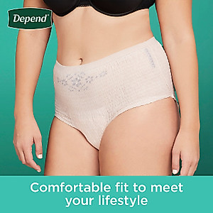 Depend Fresh Protection Adult Incontinence & Postpartum Bladder Leak Underwear for Women, Disposable, Maximum, Small, Blush, 32 Count, Packaging May Vary
