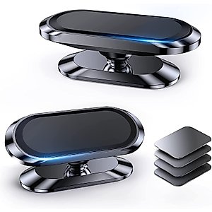 【2-Pack】 Magnetic Phone Holder for car, [ Super Strong Magnet][ with 4 Metal Plate ] iPhone Magnetic CarMount for Cell Phone, [ 360° Rotation ] Universal Dashboard Adhesive Car Magnetic Phone Mount