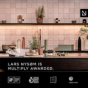 LARS NYSØM Salt and Pepper Mills Set Stainless Steel with Adjustable Ceramic Grinder 2 pieces I Design Spice Mills Set Manual (Set of 2, Onyx Black)