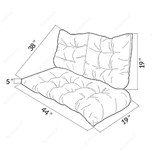 BLISSWALK Outdoor Chair Cushions,3 Piece Loveseat Outdoor Cushions Set,Tufted/Wicker Patio Cushion for Patio Furniture All Weather,44“x19 x5,Floral