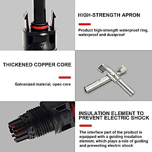 kimystam 16 PCS Solar Connectors with Spanners Solar Panel Cable Connectors 8 Pairs Male/Female(10AWG)