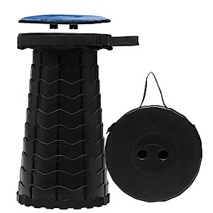 Magic Vision LLC Portable Folding Stool Lightweight Telescopic Stool for Adults with Load Capacity 400 LB Retractable Plastic Shrinkable Seat for Camping Fishing BBQ Outdoors Indoors Kitchen. (Black)