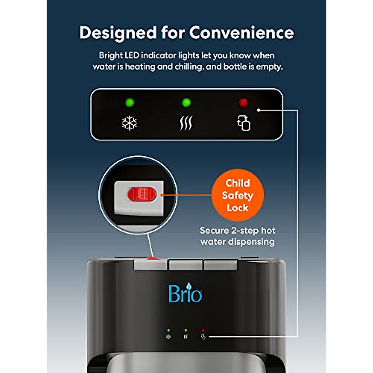 Brio Bottom Loading Water Cooler Water Dispenser – Essential Series - 3 Temperature Settings - Hot, Cold & Cool Water - UL/Energy Star Approved