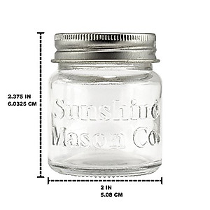 Sunshine Mason Co. Mini Mason Jar Shot Glasses with Metal Lid 2 Ounces, 6 Pieces