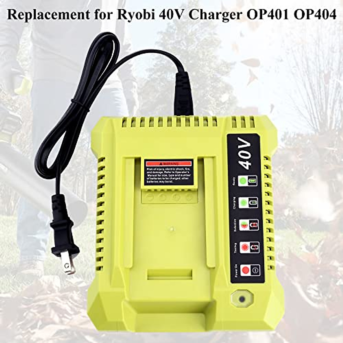 Elefly OP401 Replacement for Ryobi 40V Battery Charger OP404 ZROP401, Compatible with Ryobi 40V Lithium Battery OP40601 OP4050A OP4040 OP4026A OP40201 OP40261 OP4030 OP40301 OP40401 OP40501