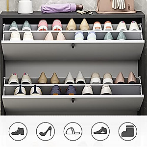 FUFU&GAGA Shoe Cabinet with 3 Flip Drawers for Entryway, Modern Freestanding Rack Storage Organizer (Grey/Dark Grey, 35.4”W x 9.4”D x 47.2”H)