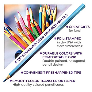 The Colours Colored Pencil Set & Coloring Pages for Fans of the Beatles | Gift Set of 12 Beatles-Inspired Parody Pencils with Clever Foil-Stamped Names Plus 10 Fun Beatles Coloring Pages