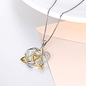 Celtic Jewelry Necklace Gifts Sterling Silver Good Luck Irish Vintage Triquetra Trinity Celtics Love Knot Pendant Necklace Christmas Gifts for Women Mother