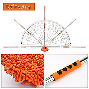 GES 62'' Car Wash Mop Mitt with Long Handle, 3 in 1 Chenille Microfiber Car Wash Brush Extension Pole, Scratch Cleaning Tool for Car, Truck, RV, Total 1 Pcs Mop Head and 1Pcs Drying Squeegee Sponge