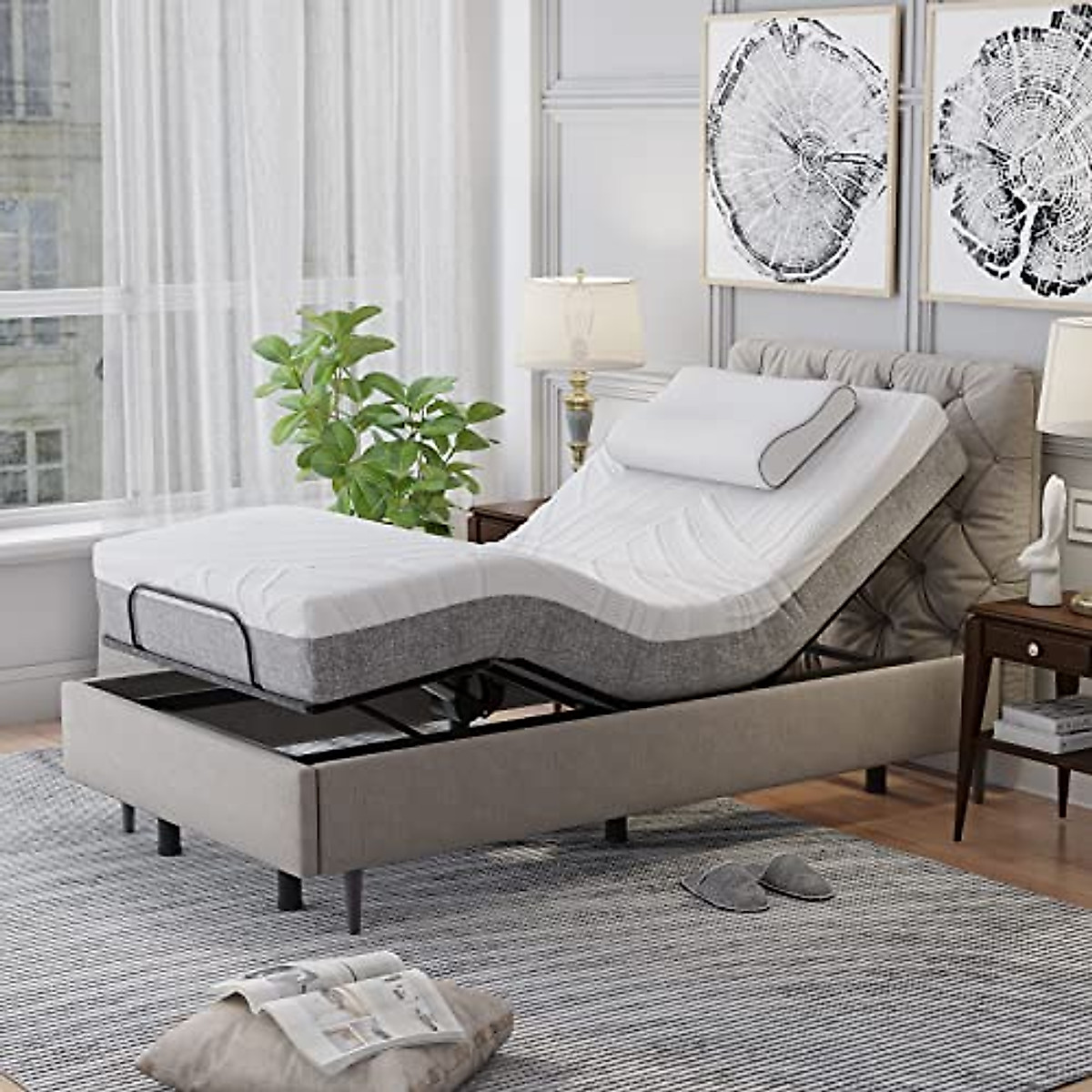 KOMFOTT 8 Inch Adjustable Bed Mattress Twin XL, 3D Transformable Cutting Mattress with Cool Gel Infused Memory Foam & Bamboo Charcoal Memory Foam, Mattress in a Box with CertiPUR-US Certified