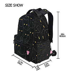 Halloween Black Cat Kids Backpack for Boys Girls,Funny Animal Kitten 16 Inch School Backpack for Elementary Preschool Kindergarten Bookbags for Teens Children Women Men College Travel Bag
