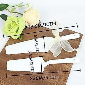 PTORIZNY Pack of 2 Wedding Ceramic Pizza Pie Cake Server White Pie Cake Shovel Cutter Cake Cutting Set for Wedding, Birthday Party, Anniversary Durable Cake Server with Smooth Edge (Big and Small)