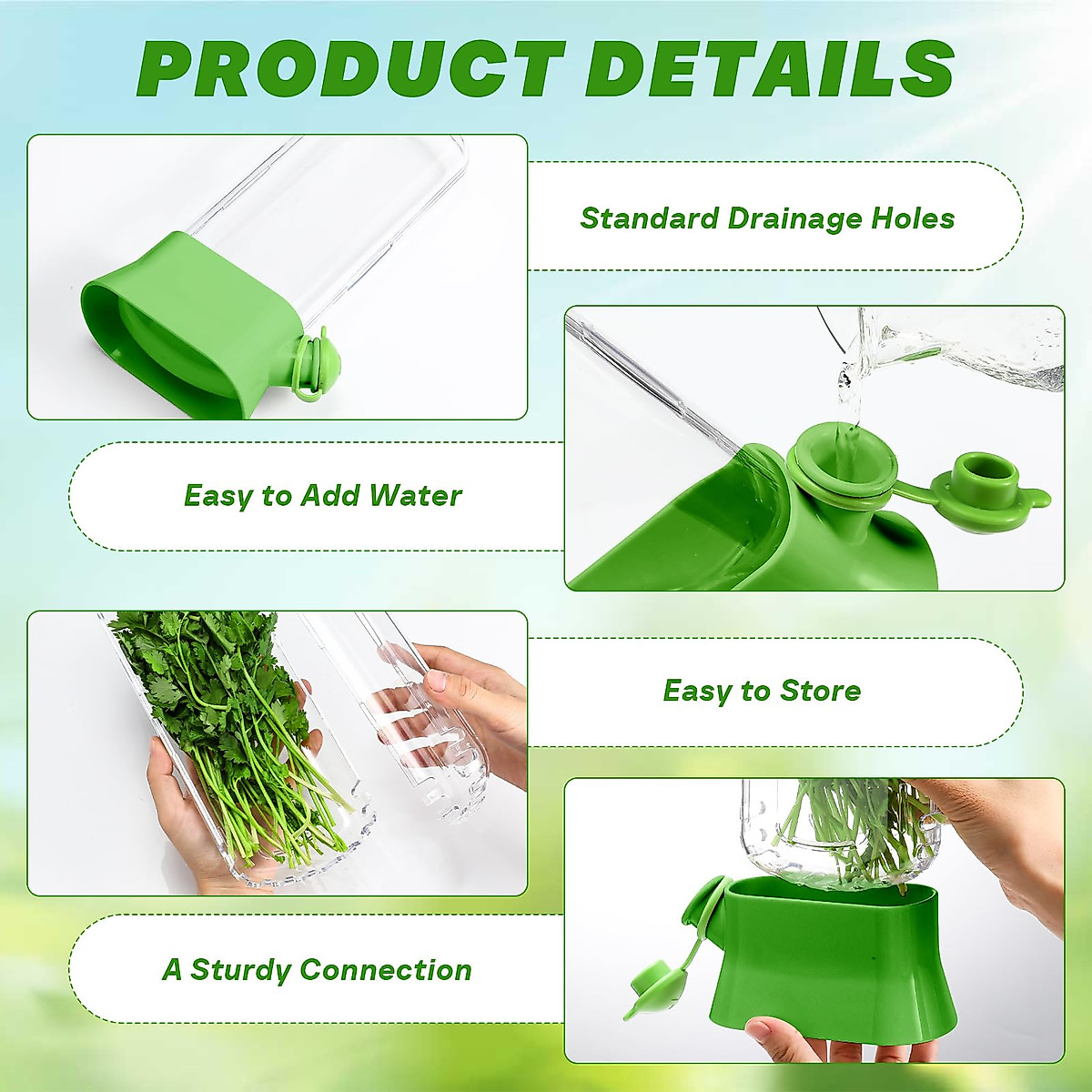 Baderke 2 Pieces Herb Saver for Refrigerator Herb Keeper Herb Storage Containers Herb Saver Pod for Cilantro, Parsley, Asparagus, Keeps Vegetables for 2-3 Weeks (Green)