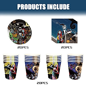 Nightmare Christmas Party Supplies Jack Sally Party Favors Nightmare Christmas Tableware Includes Cups Plates Napkins for Halloween Decor